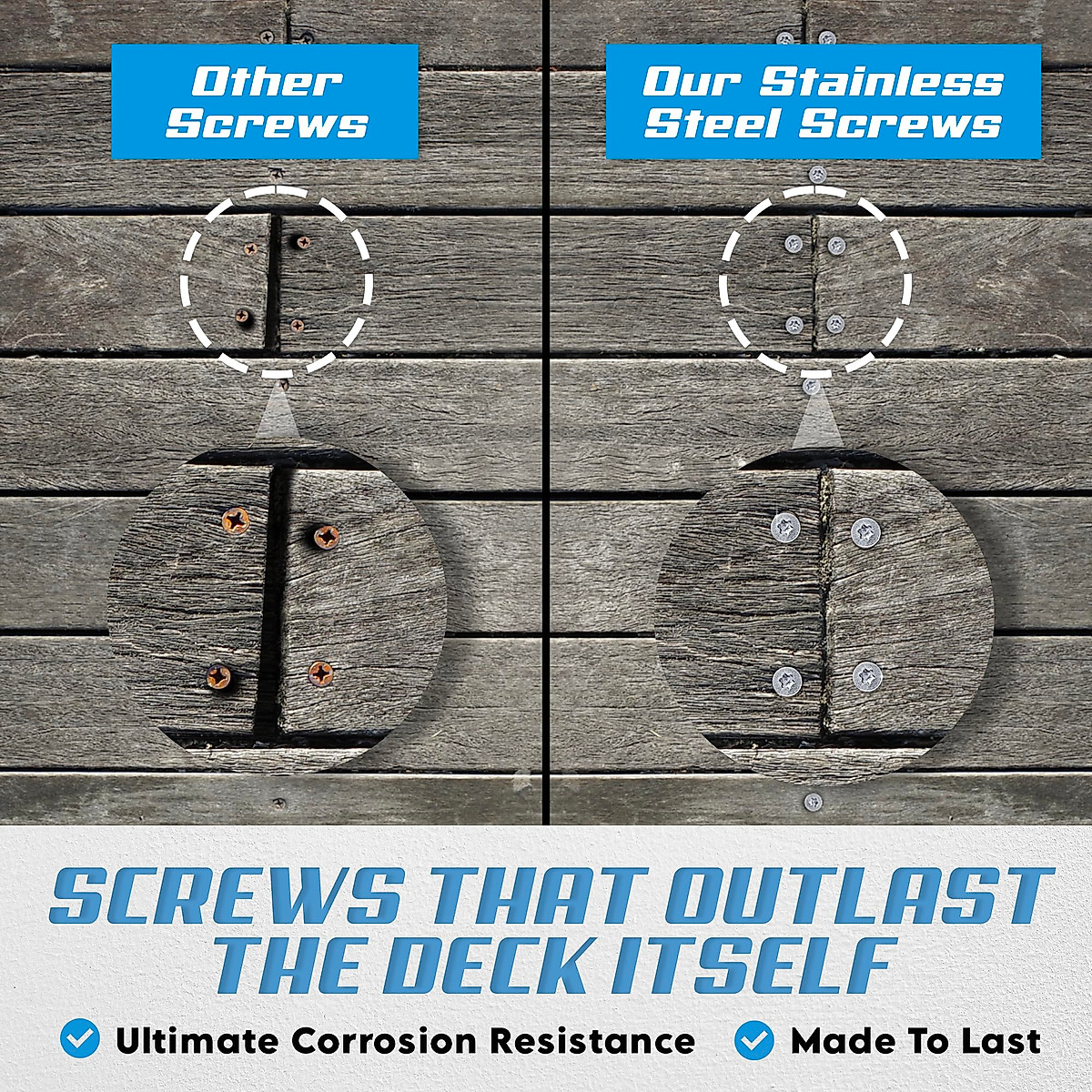 #10 x 3 Inch Stainless Steel Deck Screws 350 Pieces | T25 Star Torx Drive Flat Head | 304 Grade Stainless Steel Wood Screws High Corrosion Resistance by Allen's Trading Co. Eagle Claw Fasteners