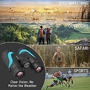 15x55 HD Binoculars for Adults High Powered, Large View Binoculars BAK4 Prism Waterproof Binoculars -Lightweight Binoculars for Bird Watching Hiking Travel Cruise Trip with Phone Adapter(Blue)