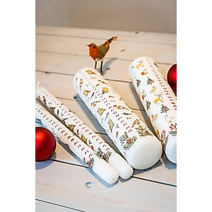Alison Gardiner Advent Candle Winter Wildlife 4.5 cm x 25.5 cm Pillar Candle Wax Pillar 50 Hours Burn Time Made in England