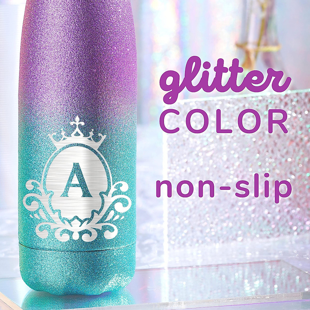 Personalized Water Bottles for Girls, Girly Gifts for Teens, Tweens, Women on Birthday, Christmas, Cute Insulated Bottles With No Straw for School, S