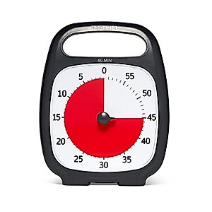 TIME TIMER PLUS 60 Minute Desk Visual Timer - Countdown Timer with Portable Handle for Classroom, Office, Homeschooling, Study Tool with Silent Operation (Charcoal)