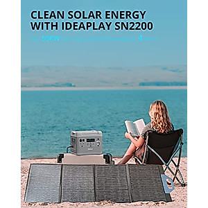 IDEAPLAY SN2200 Portable Power Station, 2000Wh LiFePO4 Battery Pack Solar Generator, with 6 110V/2200W AC Outputs, Portable Generator for Outdoor Camping, Home Power Supply, Emergency - Space Grey
