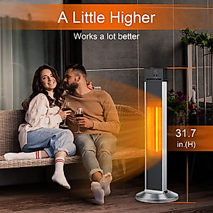 Electric Space Heaters for Indoor Use Large Room, Infrared Heater w/Remote, Auto Shut Off, 500/1000/1500W Radiant Heater, Super Quiet 3s Instant Warm Vertical Indoor space heaters, Patio Heater