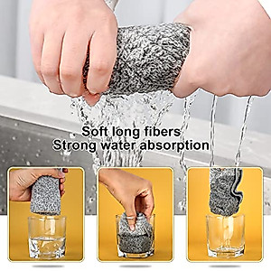 FGSAEOR Kitchen Dish Towels, Dish Cloths for Washing Dishes, Highly Absorbent Cleaning Cloth Thick and Fast Drying Tea Towels with Bamboo Charcoal Fiber, Nonstick Oil Washable Dish Rags (12 Pack)