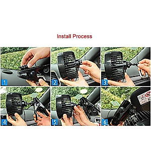 Alagoo Car Fan 6'' 12V Fan Cool Gadgets Clip Fan for Front Rear Seat Passenger Portable Car Seat Fan Electric Car Fans Quiet Car Air Conditioner with Cigarette Lighter Plug for Car/Vehicle SUV, RV