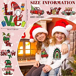 Glenmal 36 Sheets Christmas Iron on Patches Clothing Iron on Transfers Xmas Tree Truck Gnome Santa Snowman Heat Transfer Stickers for T-Shirt Jacket Pillow Covers Backpack Hoodies DIY Decorations