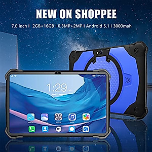 Upgraded HD 7 Inch Android Tablet, IPS High Definition Screen WiFi Bluetooth Voice Call Game Video Learning Tablet SIM Card Communication Function, for Friends (Blue)