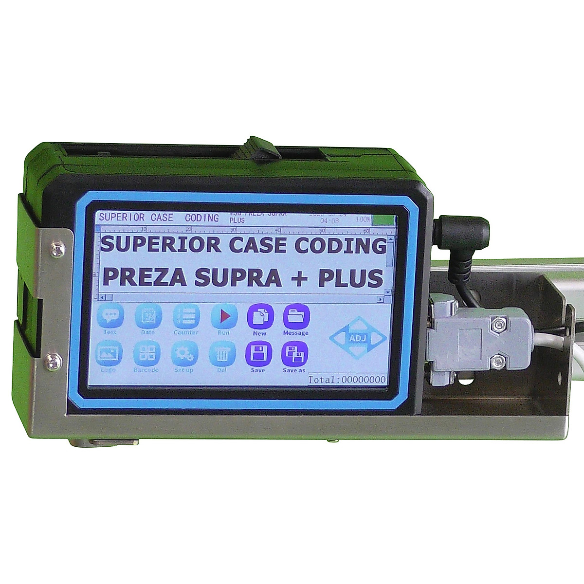 Preza Supra + Plus in Line Inkjet Coder, Inkjet Coding Machine, Date Coding Machine, Date Coder + EJ47SBK Black Ink USA