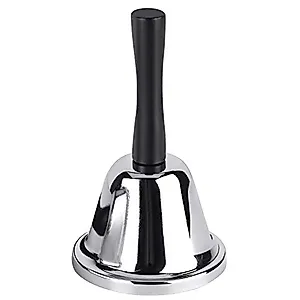 MROCO Loud Hand Bell, Silver Steel Hand Bells for Adults, Dinner Bells for Inside Classroom Bell, for Food Line, Alarm, Jingles, Ringing