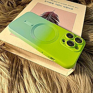 Faneiy for iPhone 13 Pro Max Case Magnetic Gradient Color Slim Silicone Soft Cute Phone Case with Full Camera Protector Shockproof Cover Green Blue