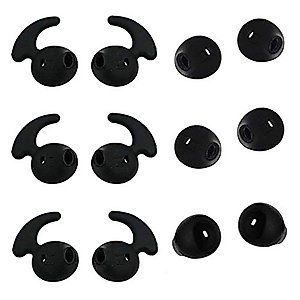 ALXCD Replacement Ear Tips for Level U Headphone S7 Earphones, 6 Pairs Anti-Slip Earbud Tips, [6+6S](Black)