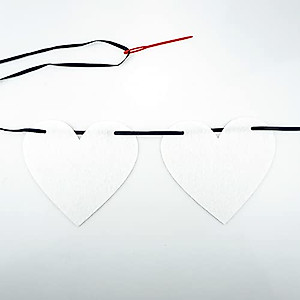 SaktopDeco 2 Pack White Felt Heart Garland Valentines Day Heart Banner White Party Decorations Anniversary Wedding Home Decor