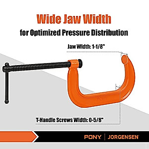Pony 6-in C-Clamp Set, Clamps for Woodworking,1200lbs Load Limit, Ideal for most DIY, Woodworking and Household Clamping Projects-2 Pack