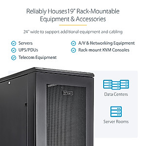 StarTech.com 4-Post 42U Server Rack Cabinet, 19" Data Rack Cabinet for IT Equipment Mount, Full Size Network Cabinet Storage