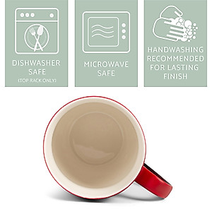 Elanze Designs Red Black Two Toned Ombre Matte 12 ounce Ceramic Stoneware Coffee Cup Mugs Set of 4