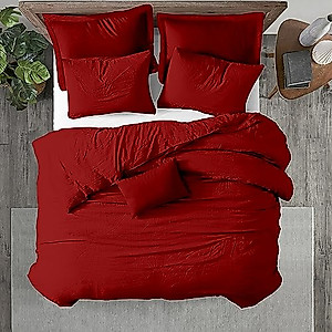 Kotton Culture Queen Duvet Cover Cotton 100% Egyptian Cotton with Zipper & Corner Ties Breathable All Season 600 Thread Count Soft Comforter Cover (Queen/Full, Blood Red)
