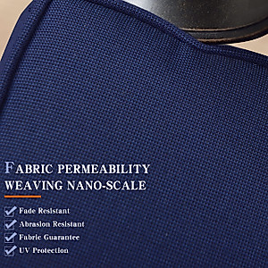 PURPLE LEAF Outdoor Dining Set Cast Aluminum 7-Piece Patio Furniture Set with 6 Dining Armchairs and 47" Round Table, 6 Cushions Included, for Lawn Yard Garden, Lattice Navy Blue Patio Dining Set