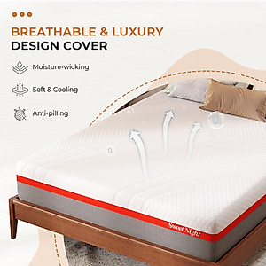 Sweetnight Full Size Mattress, 12 Inch Gel Memory Foam Mattress in a Box, Plush Foam Mattress for Pressure Relief & Motion Isolation, Clarity, Gray+White