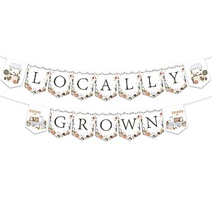 Locally Grown Baby Shower Banner for Boys Girls, Farmer's Market Baby Shower Banner Fruit and Vegetables Farmer's Market Baby Shower Decoration Banner for Gardener Theme Farm Fruit Theme Party