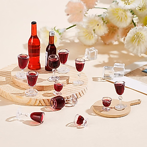 OLYCRAFT 4 Sets 4-Size Miniature Glass Cups Miniature Wine Red Wine Cups Goblet Cups Mini Plastic Glass Cup Set Mini Red Wine Cups Mini House Wine Cups for Minihouse Kitchen Decors