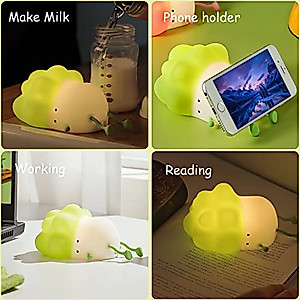 BLYANX Cute Night Light for Kids, Kawaii Kids Night Light Lamp, Rechargeable Silicone Dimmable Baby Night Light, Kawaii Room Decor Cabbage Toddler Night Lights, Portable Light Kids Lamp Gift (Green)