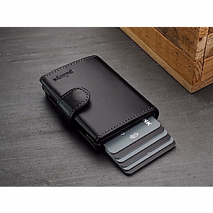 pularys Mini Wallet LONDON - Credit Card Holder Made of Italian Leather - RFID blocking - Up to 9 Card Slots - Coin Pocket - For Men and Women - Classic Design