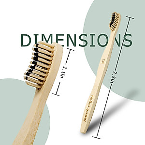 Virgin Forest Bamboo Toothbrush, Biodegradable Soft Bristles Toothbrushes, Wooden Toothbrush with Wave-Shaped Two-Color Bristles and Larger Thicker Handle (6 Pcs)