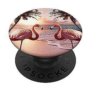 Cute Colorful Flamingo Palm Tree PopSockets Swappable PopGrip