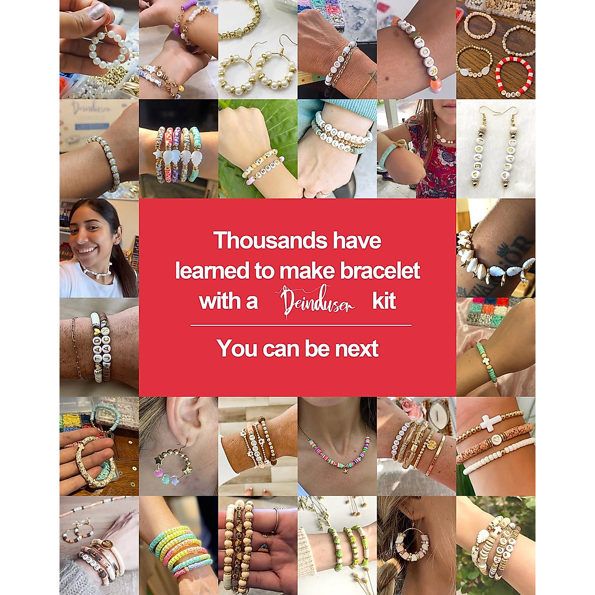 Deinduser Clay Beads Bracelet Making Kit, 6000pcs Cute Clay Bead Set, DIY Crafts Gifts for Girls Kids Age 6-12