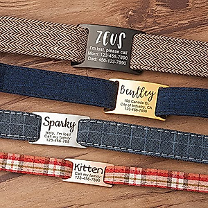 Anavia Slide On Silent Pet ID Tags, S/M/L/XL Personalized Gold Black Stainless Steel Customized Engraved Cat Dog Name Tags, Glossy Finish Chew-Proof Quiet Dog Collar Tag (X-Large, Black)