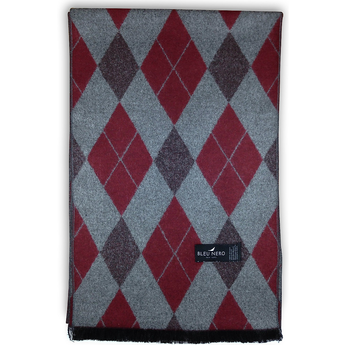 Livativ Bleu Nero Luxurious Winter Scarf for Men and Women – Large Selection of Unique Design Scarves – Super Soft Premium Cashmere Feel Burgandy/Grey Argyle