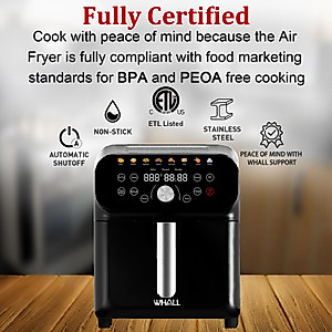 WHALL Air Fryer, 6QT Air Fryer Oven with LED Digital Touchscreen, 12 Preset Cooking Functions Air fryers, Dishwasher-Safe Basket, Stainless Steel/BS