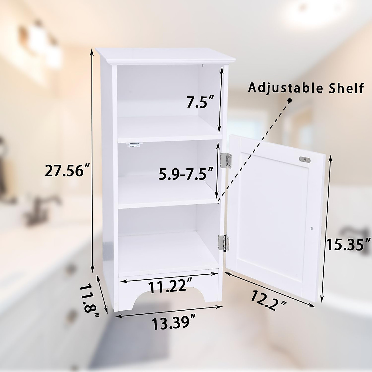 Ceredeme Bathroom Storage Cabinet, Compact Wooden Single Door Floor Cabinet with Adjustable Shelf, Small Space Solution, Organizer for Kitchen, Bathroom, Living Area