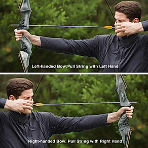 Black Hunter Takedown Recurve Bow, 60" Right Handed with Ergonomic Design for Outdoor Training Practice (30lb, Right)