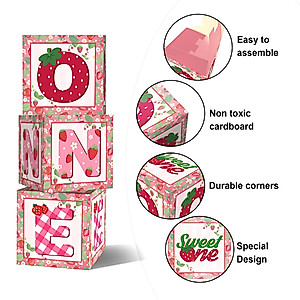 Strawberry Balloon Boxes 1st Birthday Party Supplies Strawberry Backdrop One Birthday Balloon Blocks Decorations for Baby Girl First Birthday Strawberry Party Decorations Supplies