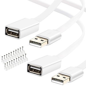 SIOCEN 13FT 2 Pack USB Power Extension Cable for Wyze Cam,WyzeCam Pan,YI Cam,YI Dome Home,Oculus Go,Kasa,Security Camera,Furbo Dog,Nest-Cam,Arlo Pro,Blink,Netvue,Flat A-Male to A-Female Extender Cord