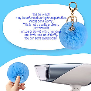 Kinglighten Pom Pom Keychain Fluffy Keychain Purse Bag Charm Fluffy Ball Key Chain for Women (pale pinkish grey)