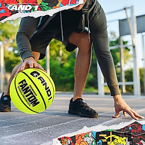 AND1 Fantom Rubber Basketball: Official Regulation Size 7 (29.5 inches) - Deep Channel Construction Streetball, Made for Indoor Outdoor Basketball Games