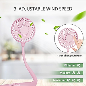 SkyGenius Rechargeable Hand Free Portable Neck Fan, Battery Operated Mini Personal Necklace Fan(Pink)