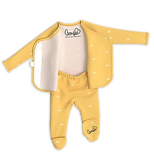 Bonsie Skin to Skin Babywear Footie Bodysuit - Baby Footed One Piece with Yellow Sun Pattern - Sunrise (Newborn)