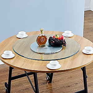 Turntable Large Tempered Glass Turntable Dining Table Turntable Tempered Glass Lazy Susan Turntable With Aluminum Alloy Bearing, Transparent,Smooth Rotation, Turntable Bearings Aluminium Alloy Swivel