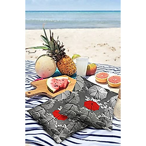 Outdoor Pillows 16x16 Waterproof Outdoor Pillow Covers, Red Umbrella Polyester Throw Pillow Covers Garden Cushion Decorative Case for Patio Couch Decoration Set of 2, Standing Out
