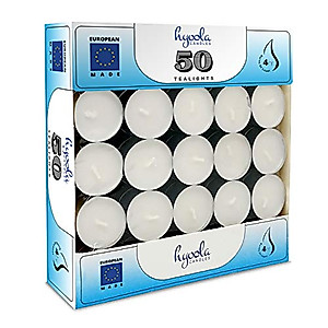 Hyoola Tea Lights Candles - 50 Bulk Candles Pack - Tea Candles Unscented- European Made Tealight Candles