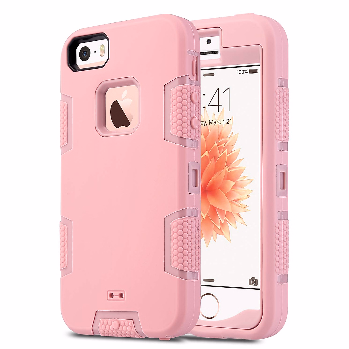 ULAK iPhone 5S Case, iPhone 5 Case, iPhone SE Case (2016 released), Heavy Duty Shockproof Sport Rugged Drop Resistant Dustproof Protective Cover for iPhone 5/5S/SE, Rose Gold-Not fit iPhone SE 2nd 3rd