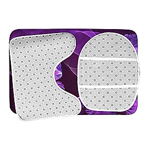 QIAOQIAO Purple Butterfly Bathroom Rugs and Mats Sets 3 Piece (Bath Mat U-Shaped Contour Shower Mat Non Slip Absorbent Toilet Lid Cover Washable) 40x60cm, OneSize
