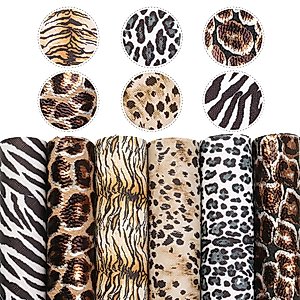 David accessories Metallic Leopard Zebra Pattern Printed Faux Leather Fabric Sheets 6 Pcs 7.7" x 12.9" (20 cm x 33 cm) Include 2 Kinds of Leather Fabric for DIY Bows Earrings (Leopard Printed Set)