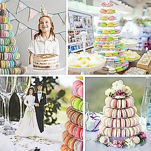 Frigatebird 10 Tier Macaron Tower Display Stand, Clear Round Macaron Tower Tray Macaron Display Shelf Rack and Plastic Cake Dessert Stand for Christmas Wedding Birthday Party Decor