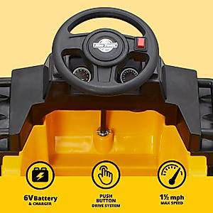 Kid Trax CAT Dump Truck Toddler Electric Quad Ride On Toy, 6 Volt, Kids 1.5-2.5 Years Old, Max Rider Weight 44 lbs, Yellow (KT1615)