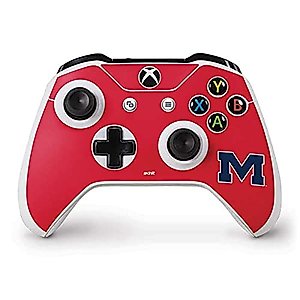 Skinit Decal Gaming Skin Compatible with Xbox One S Controller - Officially Licensed College Ole Miss Logo Red Design