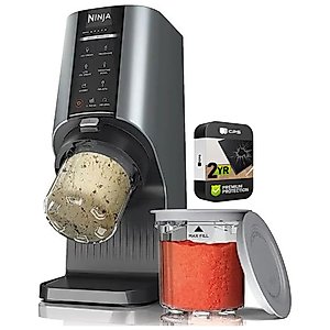 Ninja NC201 CREAMi Breeze 7-in-1 Ice Cream & Frozen Treat Maker & More (Renewed) Bundle with 2 YR CPS Enhanced Protection Pack